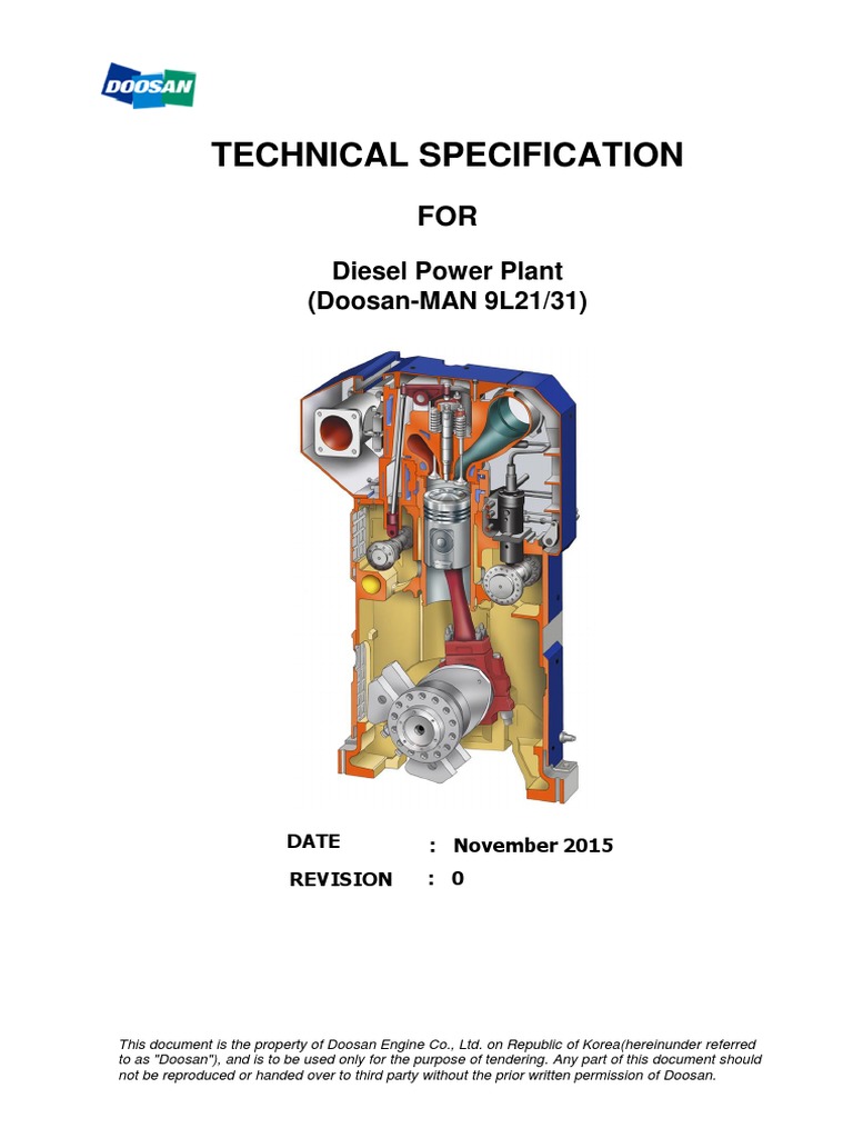 Doosan Diesel Power Plant Specs | PDF | Diesel Engine | Turbocharger