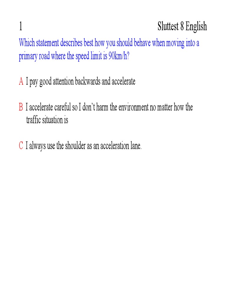 Driving Test Practice Questions | PDF | Traffic | Road