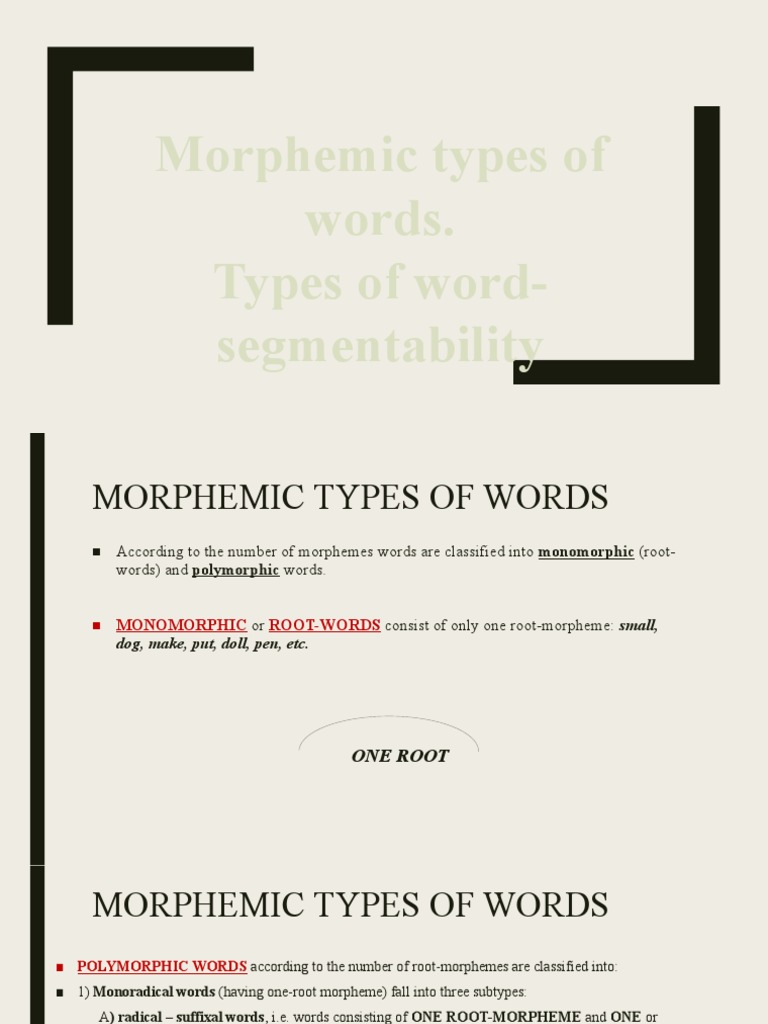 Morphemic Types of Words. Types of Word-Segmentability | Download Free ...