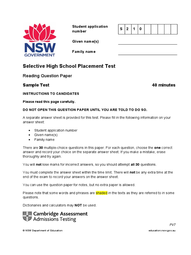 Selective Reading Sample Test Questions | PDF | Octopus | Dream