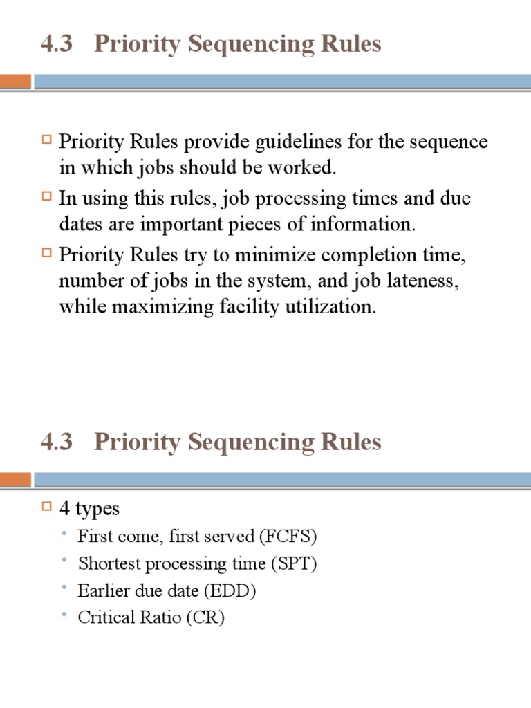 FR Processscheduling Sequencing Rules | PDF | Formula | Applied Mathematics
