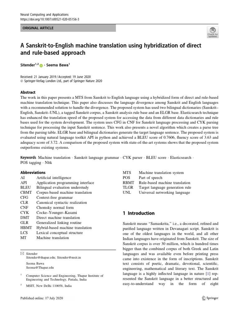 A Sanskrit-to-English Machine Translation Using Hybridization of Direct ...