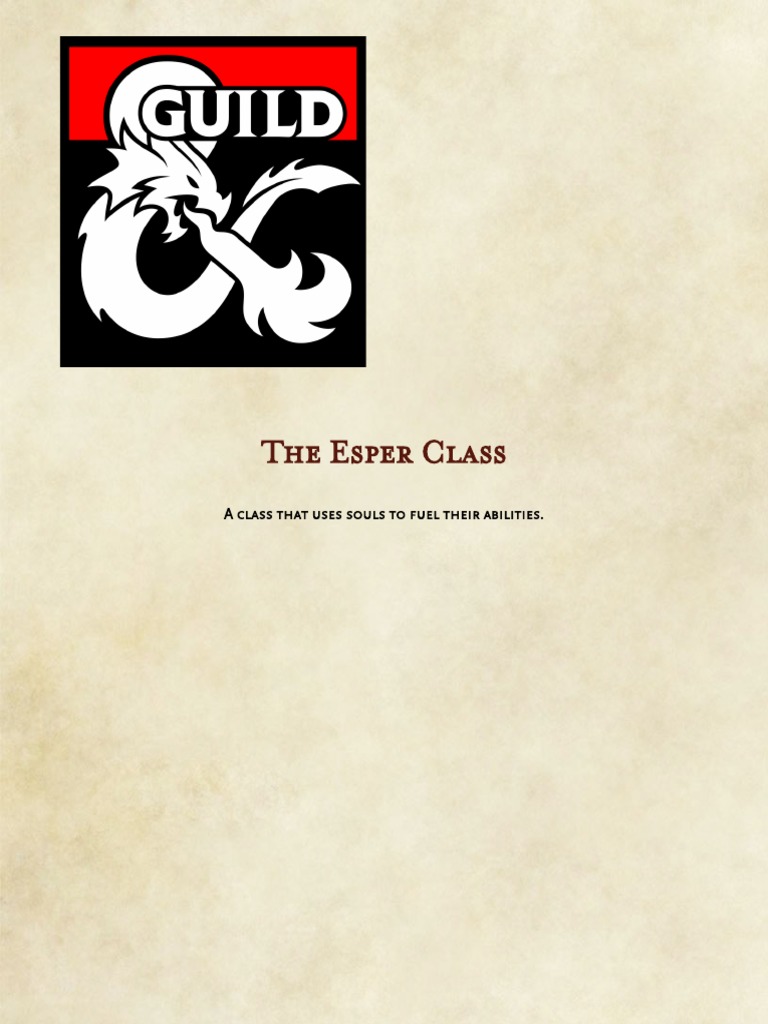The Esper Class: A Class That Uses Souls To Fuel Their Abilities | PDF ...