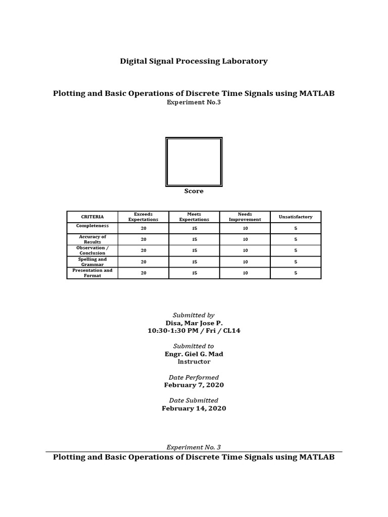 Digital Signal Processing Laboratory: Experiment No.3 | PDF | Discrete Time And Continuous Time ...