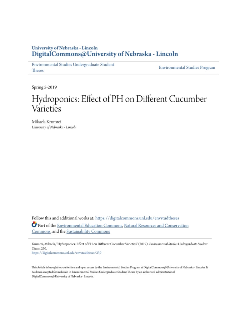 Hydroponics - Effect of PH On Different Cucumber Varieties | PDF ...
