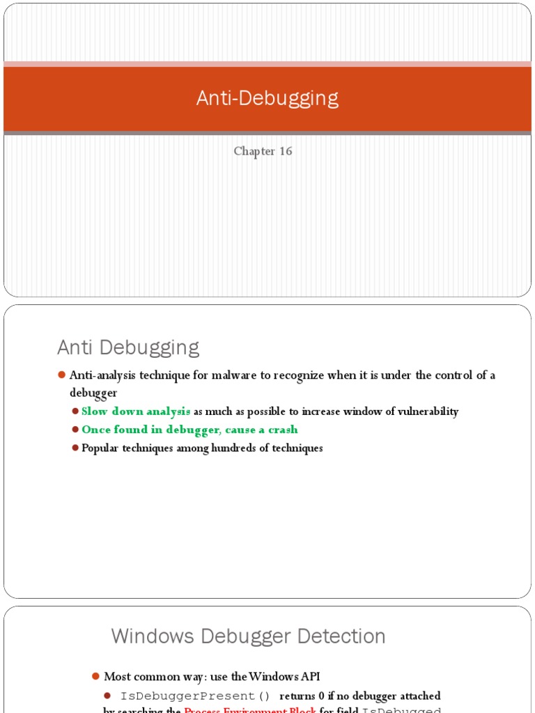 10 1 Anti-Debugging | PDF | Debugging | Computing