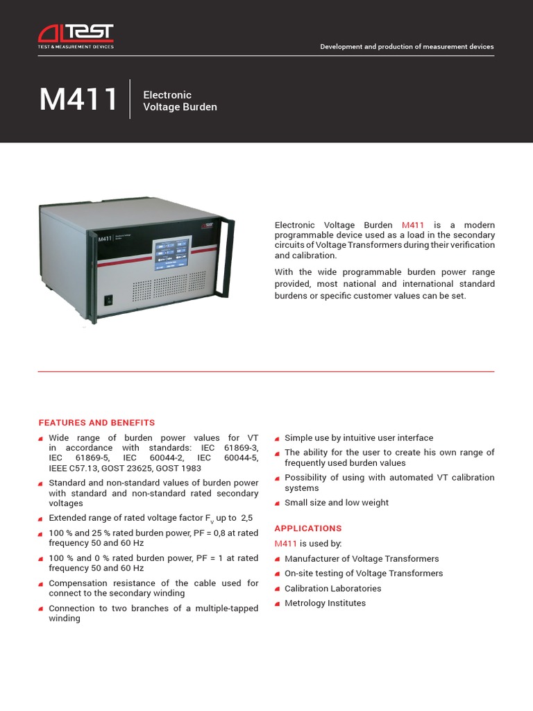 01 RL M411 EN - Brochure | PDF | Transformer | Calibration