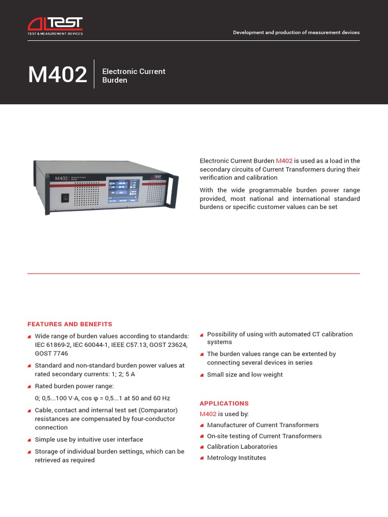 00 RL M402 EN - Brochure | PDF | Calibration | Electrical Components