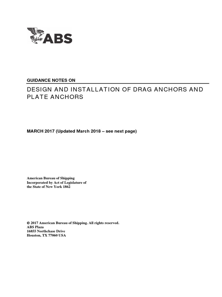 Design and Installation of Drag Anchors | PDF | Anchor | Strength Of ...