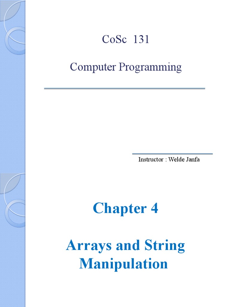 Chapter Four Arrays And String Manipulation Pdf Array Data Type Array Data Structure