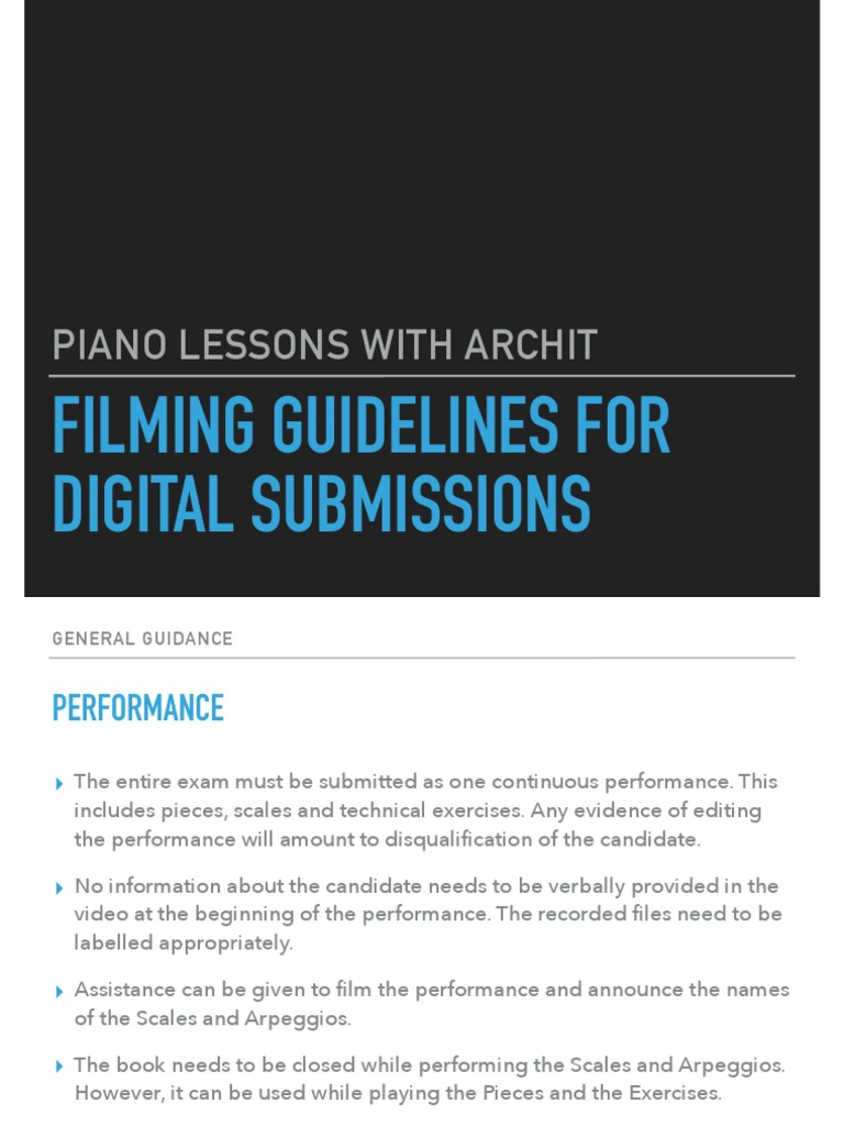 Filming Guidelines For Digital Submission | PDF