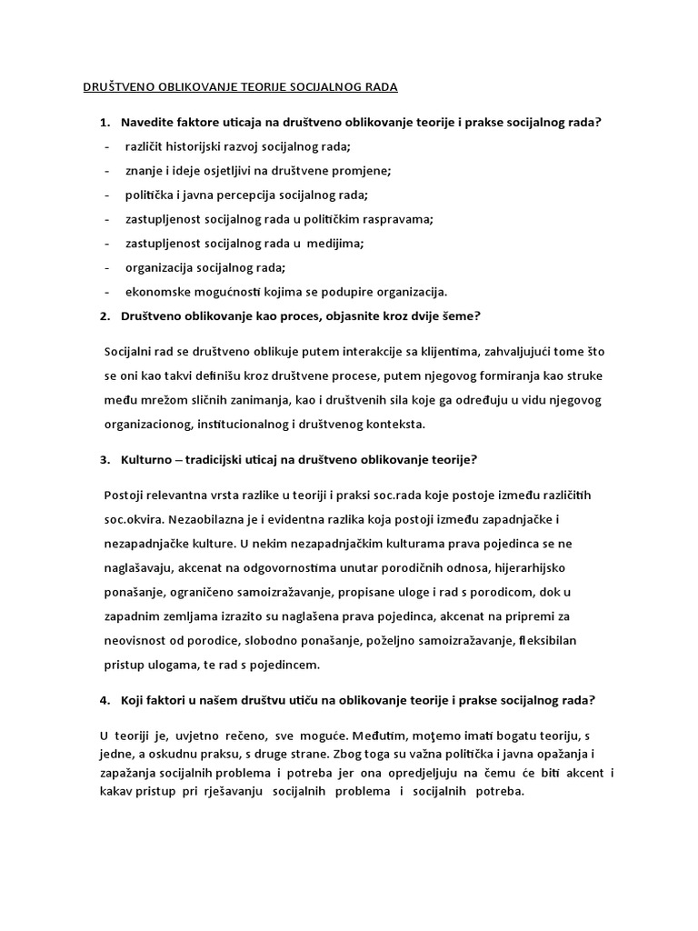 Savremeni Teorijski Modeli Socijalnog Rada | PDF