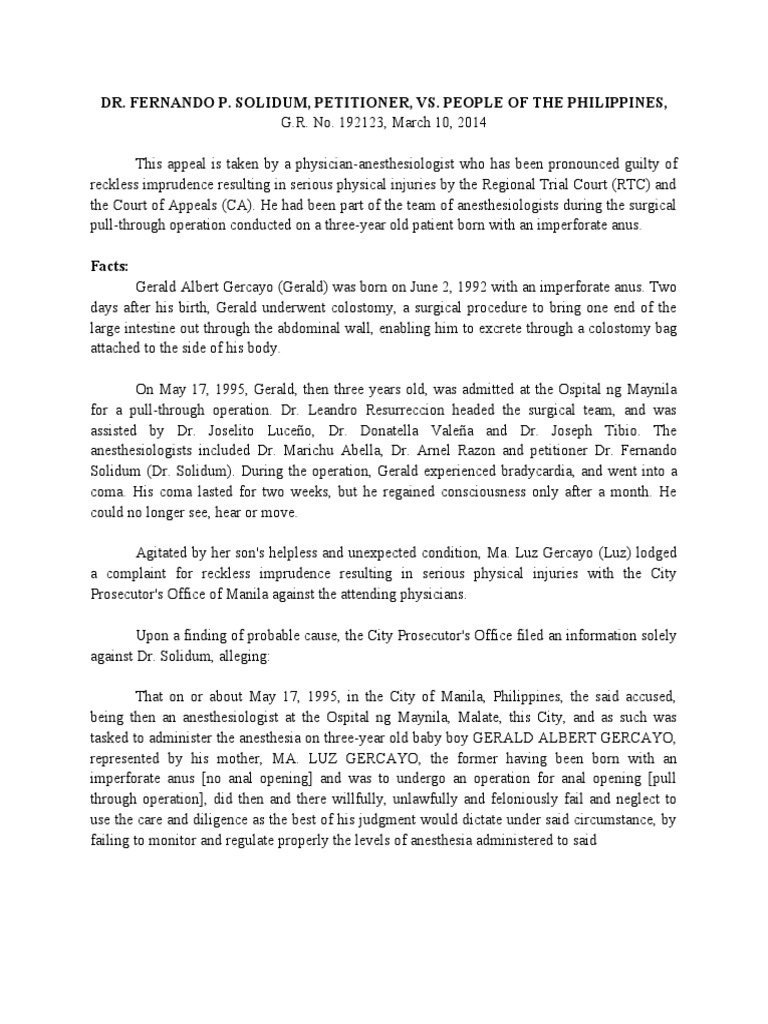 Dr. Fernando P. Solidum, Petitioner, vs. People of The Philippines ...