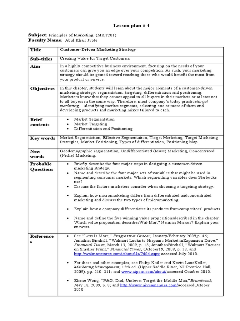 Lesson Plan # 4 Subject Faculty Name Title Sub-Titles Aim | Download ...