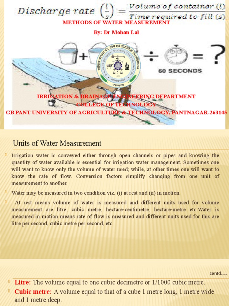 Water Measurement | PDF | Litre | Flow Measurement