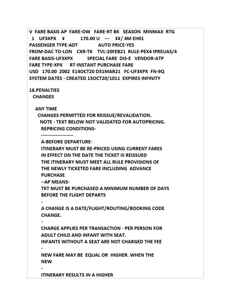 Fare Rules | PDF | Fare | Transport