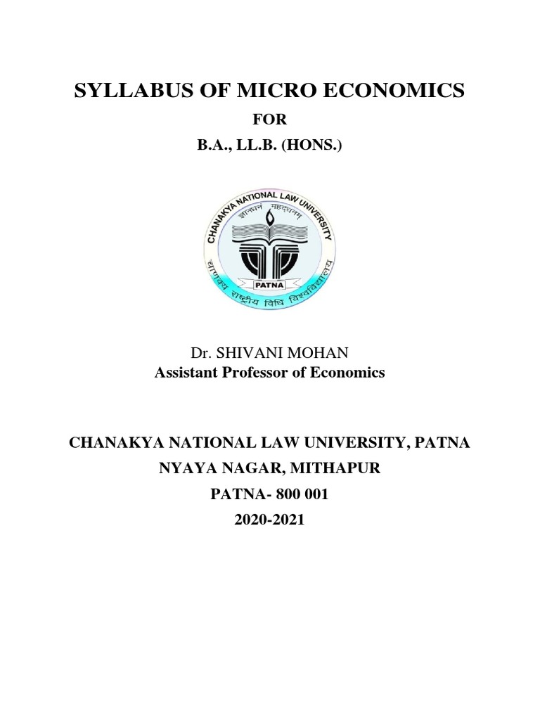 Syllabus of Micro Economics: FOR B.A., LL.B. (HONS.) | PDF | Supply ...