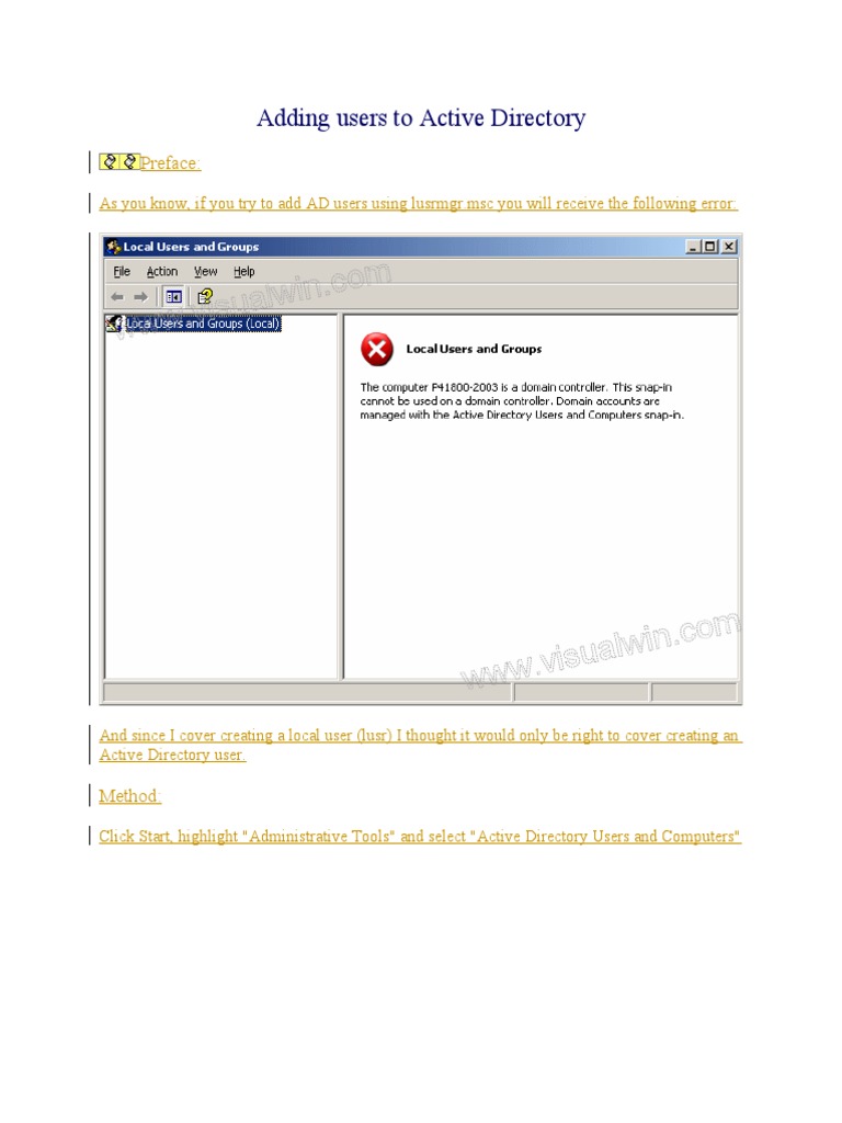 Adding Users To Active Directory | PDF
