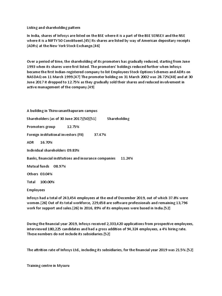 Shareholding Patterns and Prominent Leadership at Infosys: An Overview ...