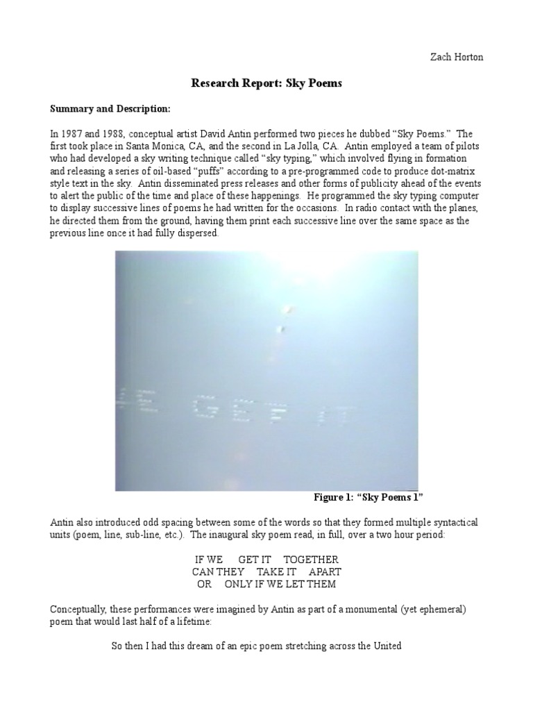 Research Report: Sky Poems: Summary and Description | PDF | Cognitive ...