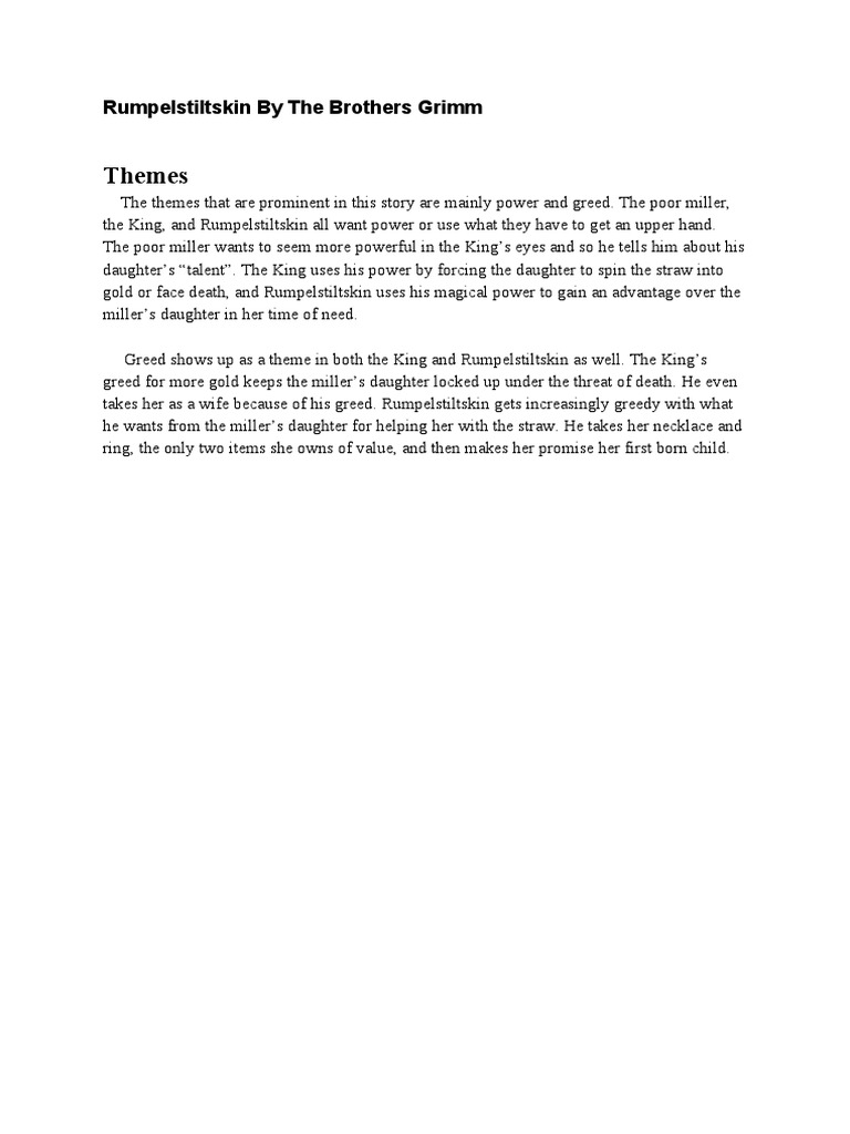 Rumpelstiltskin by The Brothers Grimm | PDF