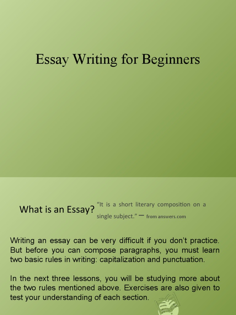 Essay Writing For Beginners | PDF | Verb | Sentence (Linguistics)