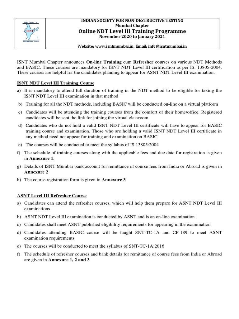 Online NDT Level III Training Programme | PDF | Nondestructive Testing ...