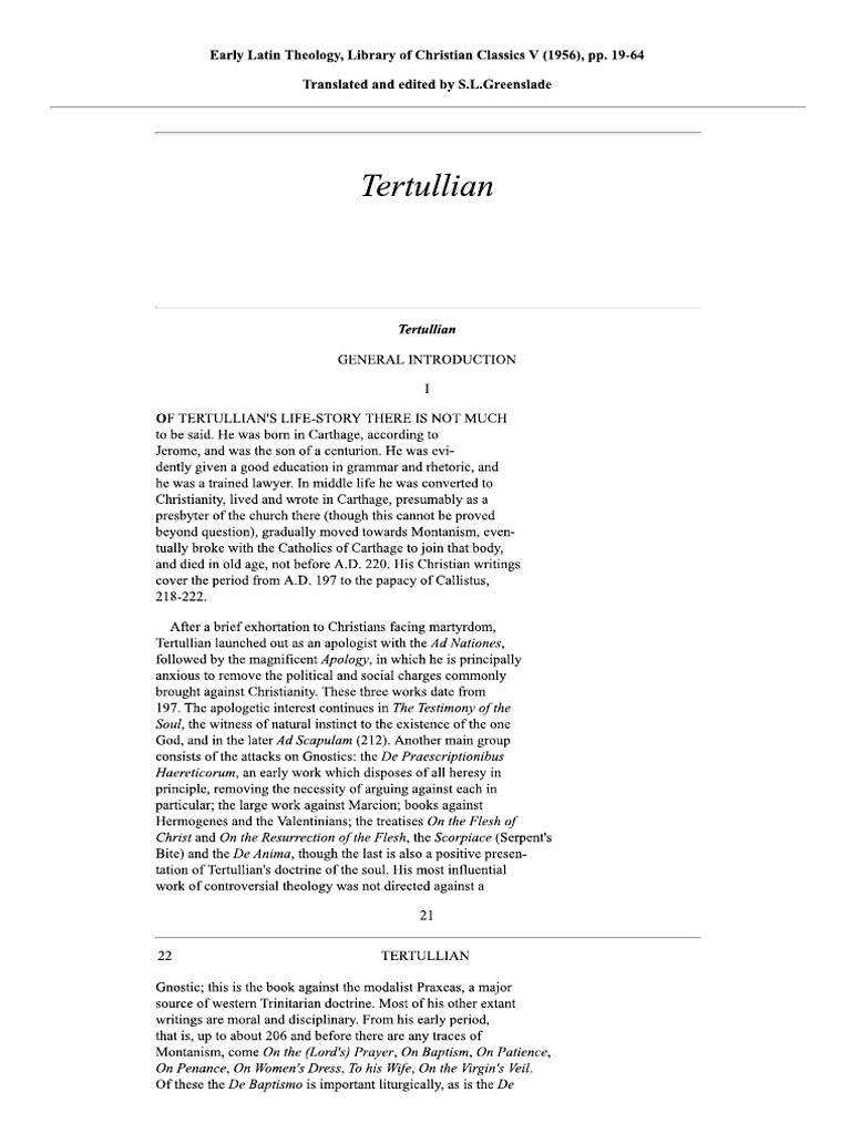 Tertullian | PDF