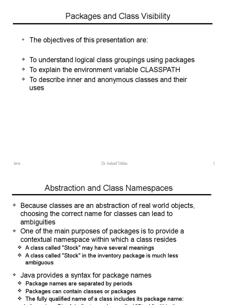 Packages and Class Visibility | PDF | Namespace | Java (Programming Language)