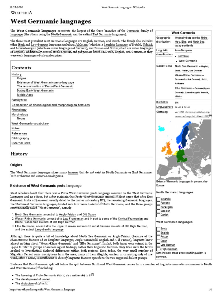 West Germanic Languages | PDF | Symbols | Languages Of Europe
