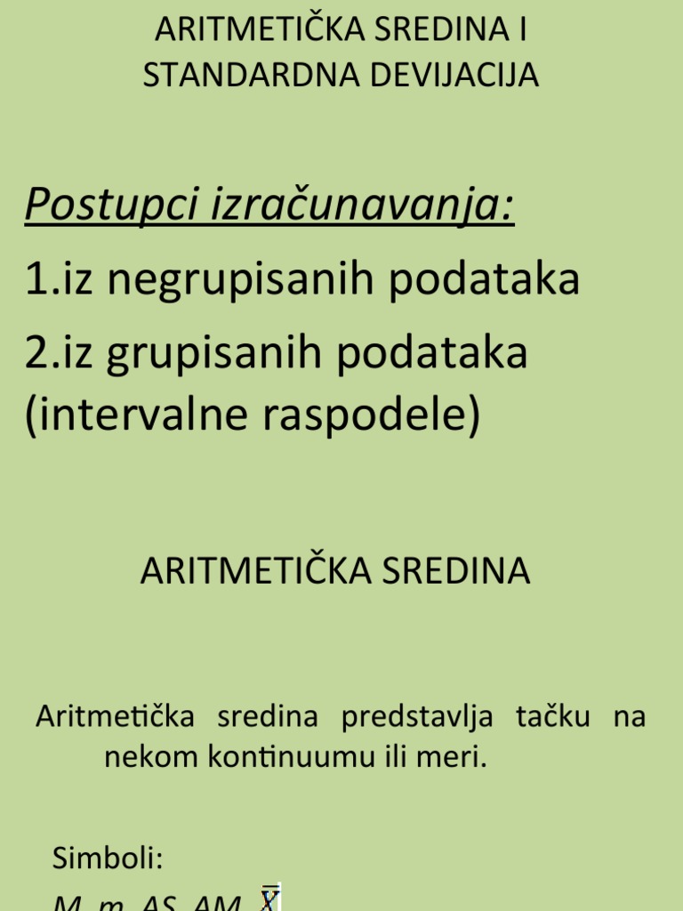 3.aritmeticka Sredina I Standardna Devijacija | PDF