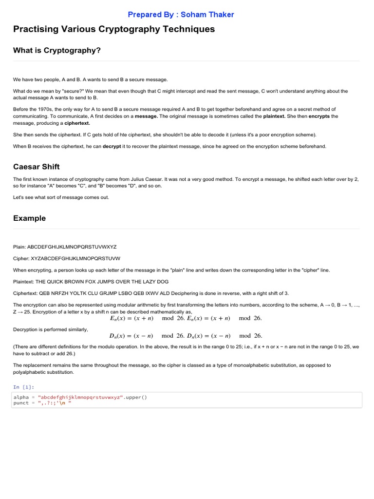 Cryptography Algorithms Implemented in Python PDF | PDF | Cryptography ...