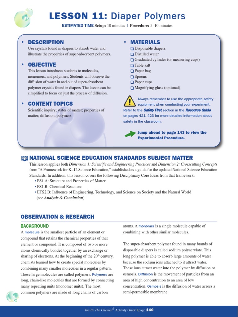 Diaper Polymers PDF | PDF | Molecules | Osmosis