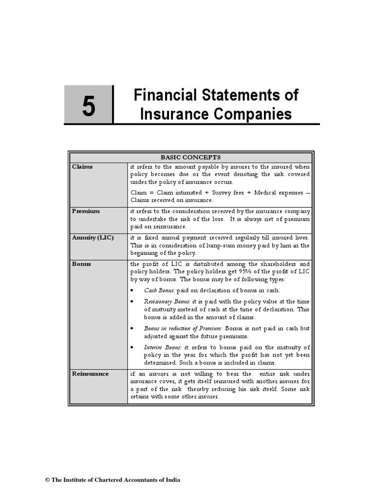 Financial Statements of Insurance Companies | PDF | Reinsurance | Insurance