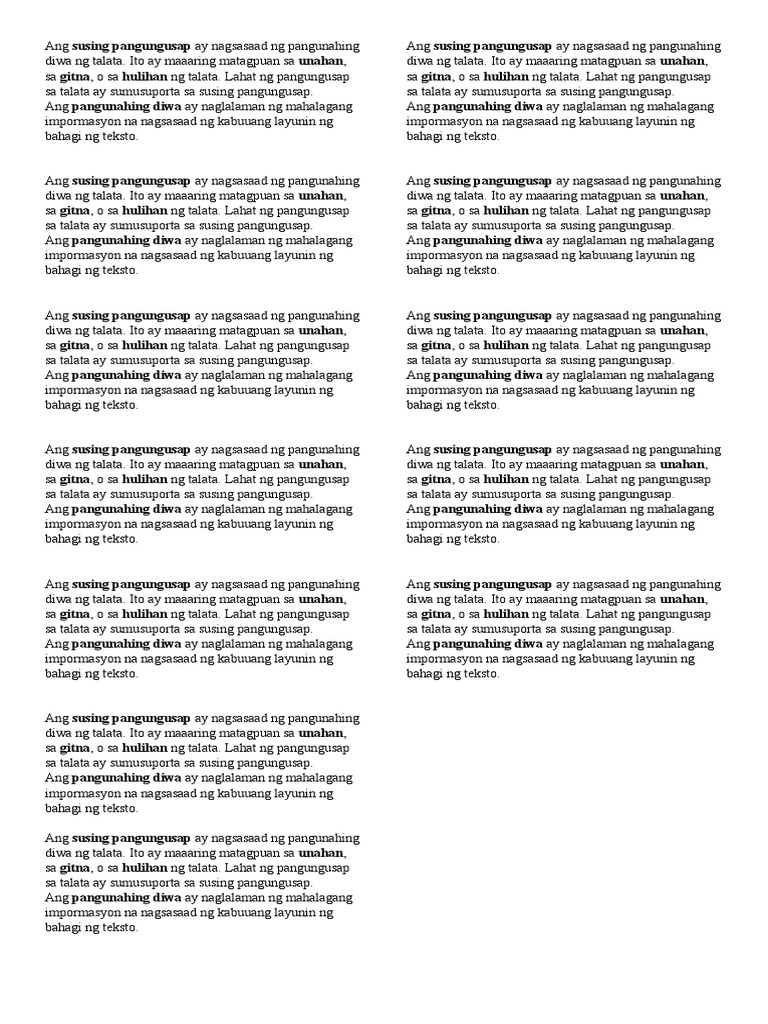 MT Susing Pangungusap | PDF