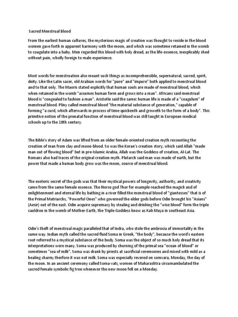 Sacred Power of Menstrual Blood | PDF | Creation Myths | Isis
