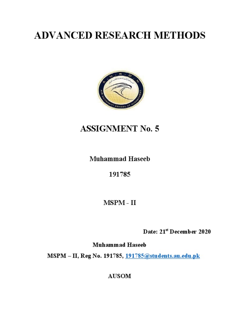 ARM Methodology Assignmnet 05 | PDF | Questionnaire | Research Design