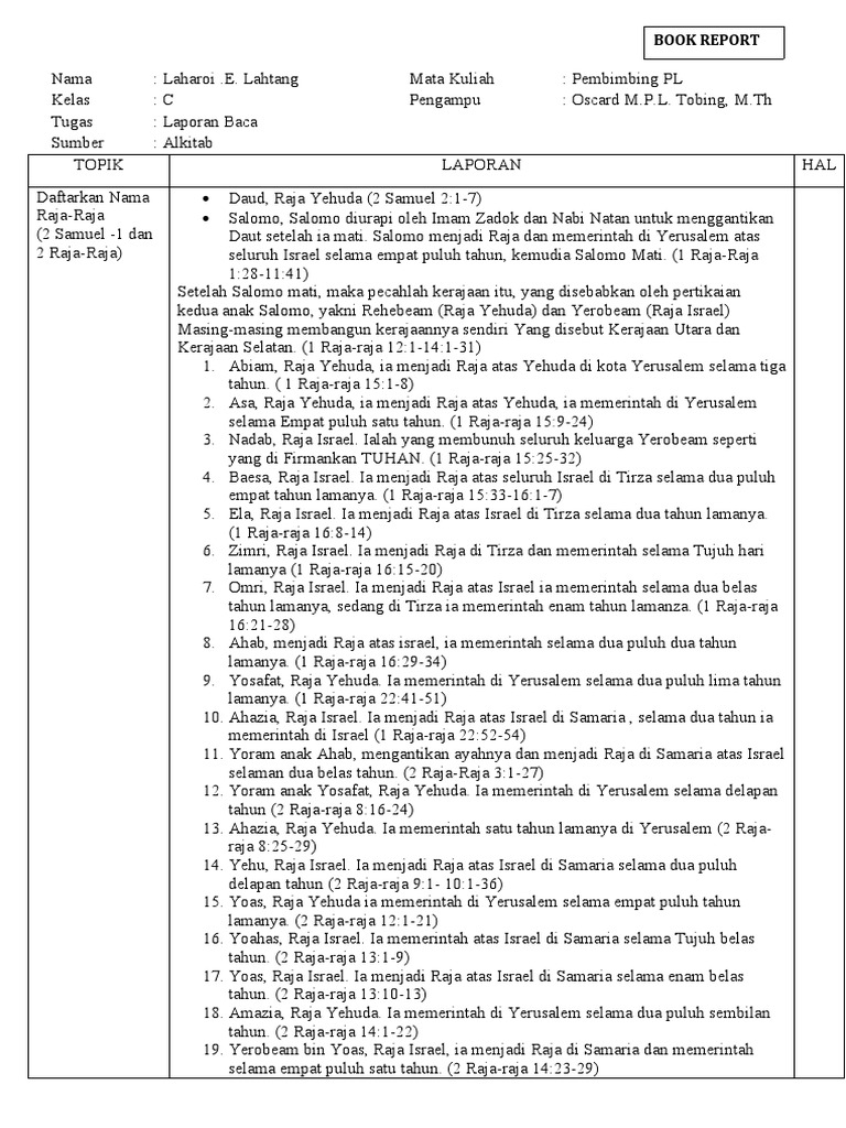 Daftar Raja-Raja Israel dan Yehuda | PDF | Perjalanan | Sejarah