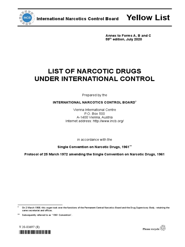 136 List of Narcotic Drugs From International Narcotics Board ...