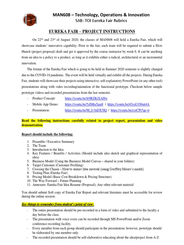 Eureka Fair Instructions | PDF | Prototype | Computing