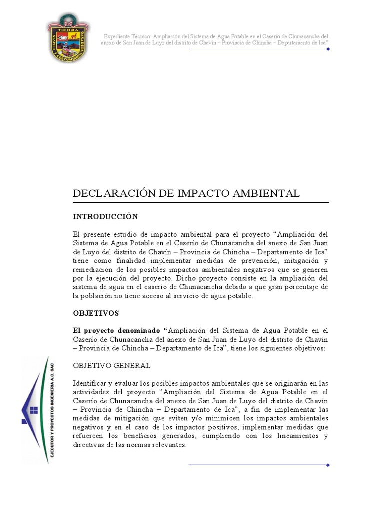 Declaracion Impacto Ambiental Ok) | PDF | Reservorio | Evaluación de ...