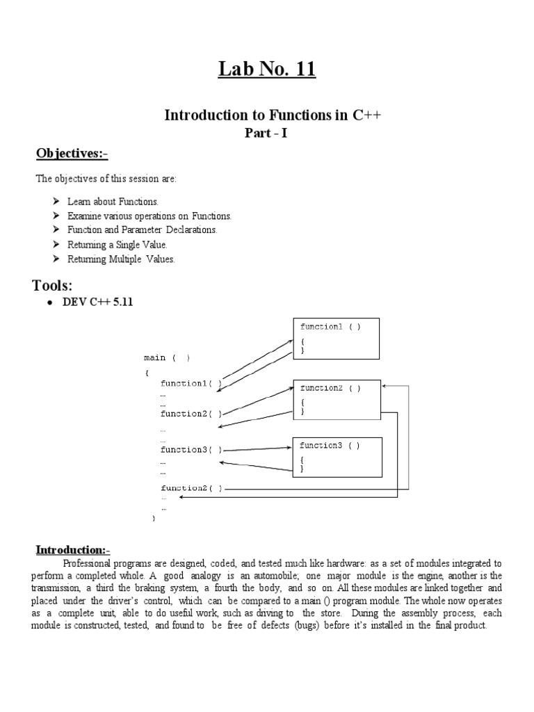 Itc Lab 11 Pdf Subroutine Parameter Computer Programming