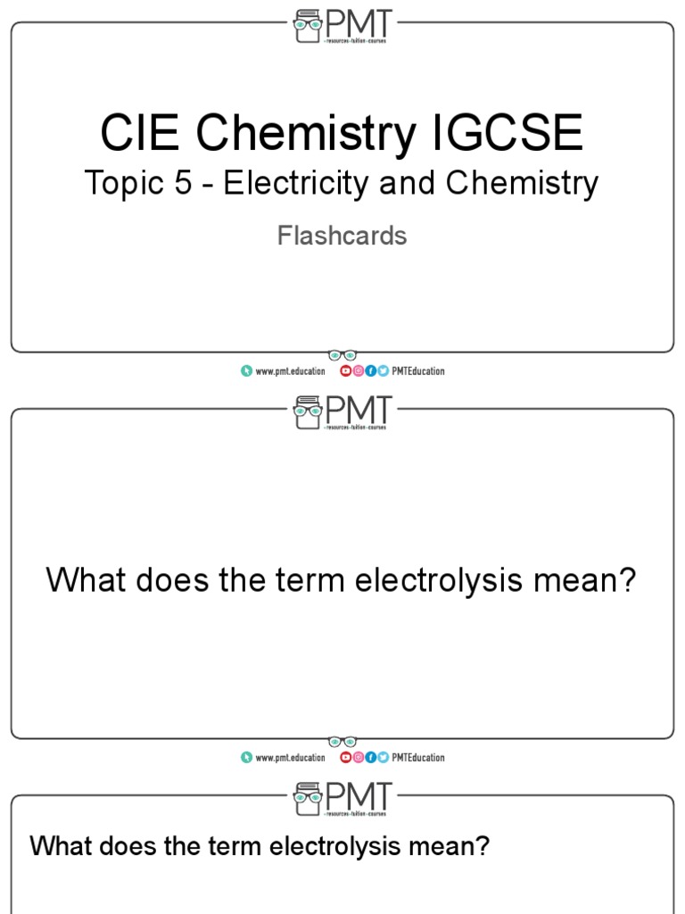 Flashcards - Topic 5 Electricity and Chemistry - CIE Chemistry IGCSE ...