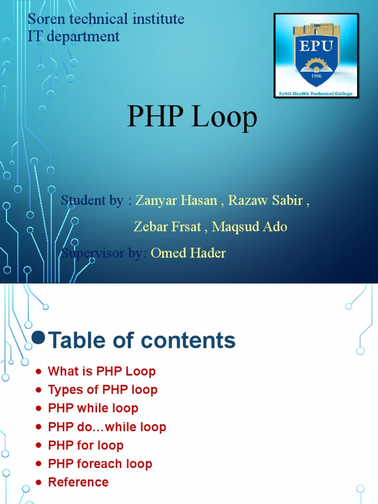 PHP Loop: Soren Technical Institute IT Department | PDF | Control Flow | Php
