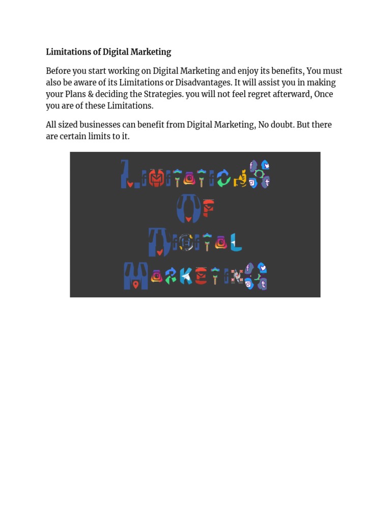 Limitations of Digital Marketing Explained | PDF | Digital Marketing ...