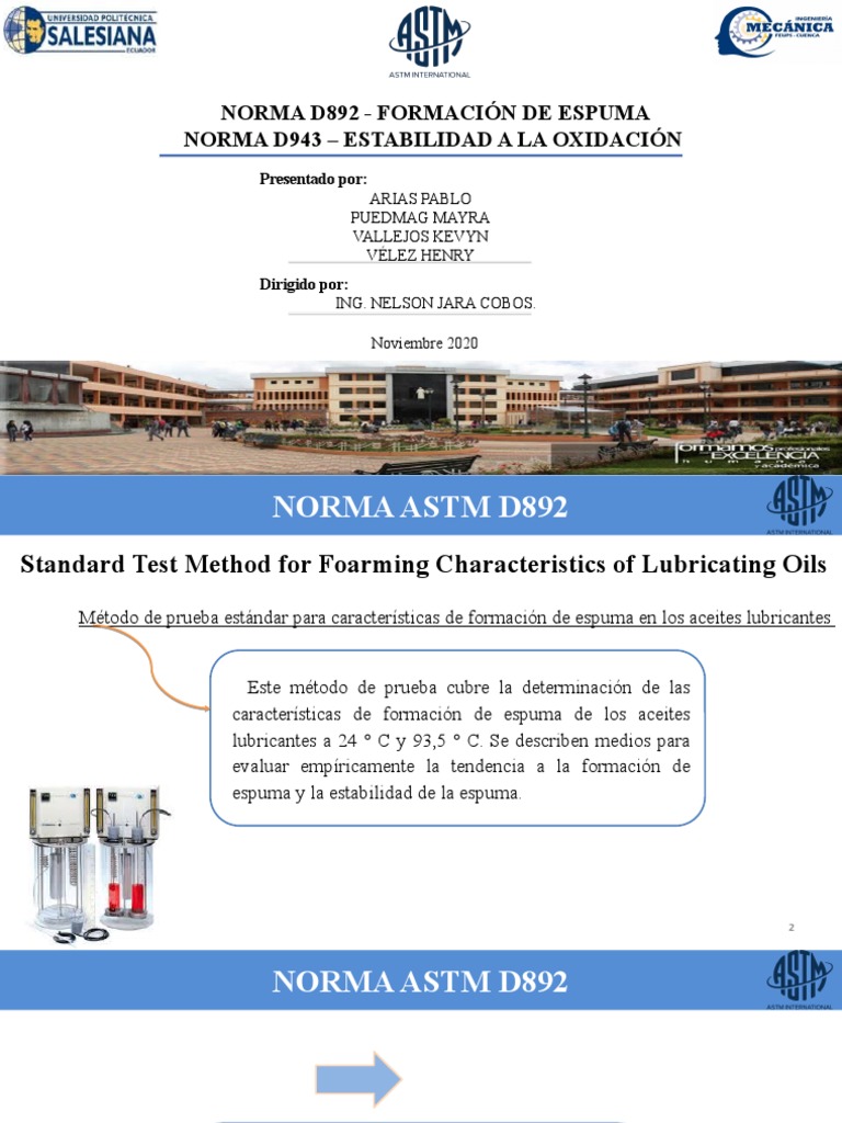 Norma ASTM D892 y D943 | PDF | Lubricante | Reactivo