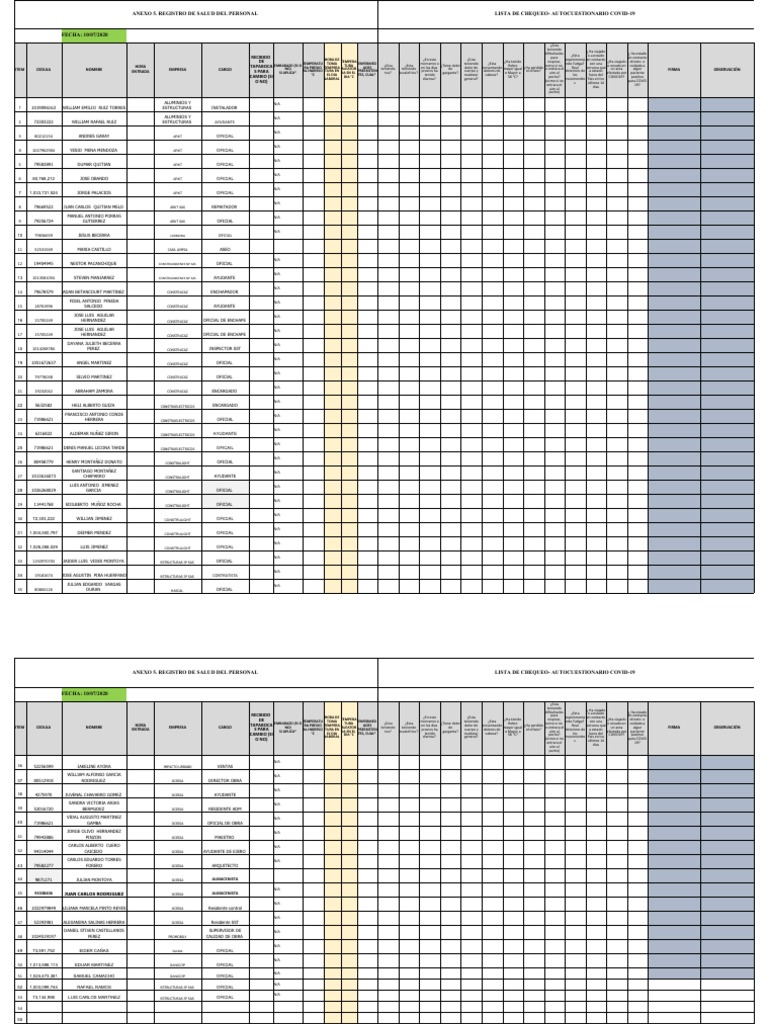 Listado Control Entrada Condiciones de Salud | PDF | Enfermedades ...