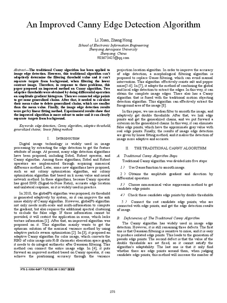 An Improved Canny Edge Detection Algorithm Xuan2017 | PDF | Telecommunications Engineering ...