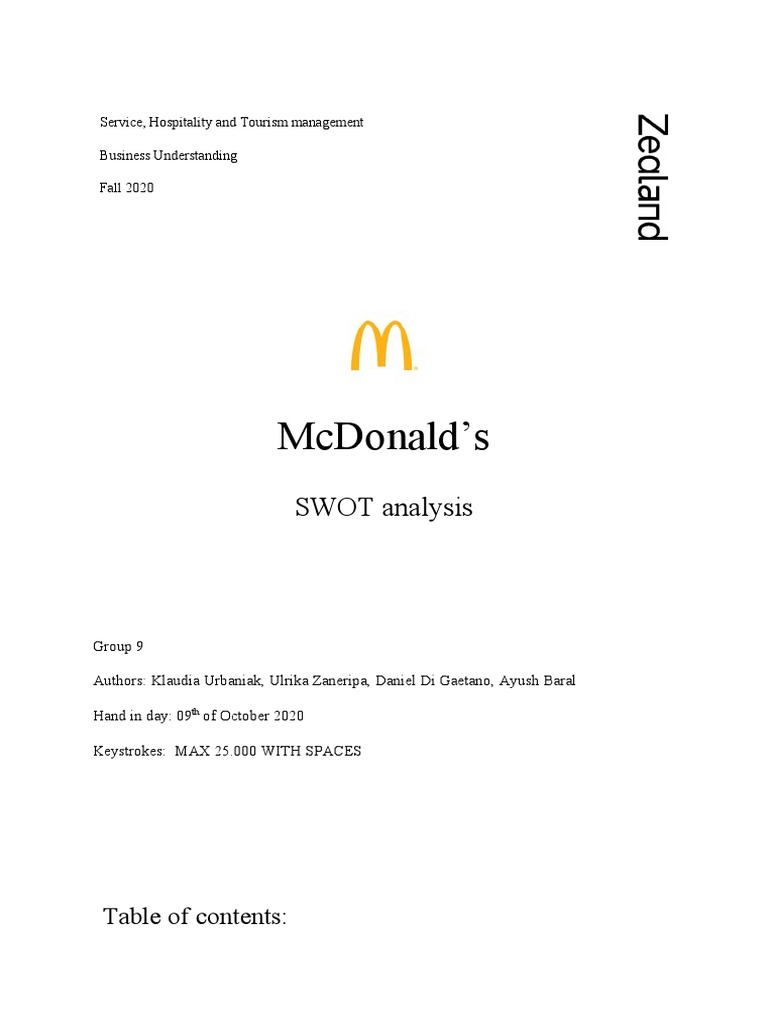 McDonald's SWOT Analysis Overview | PDF | Fast Food | Mc Donald's