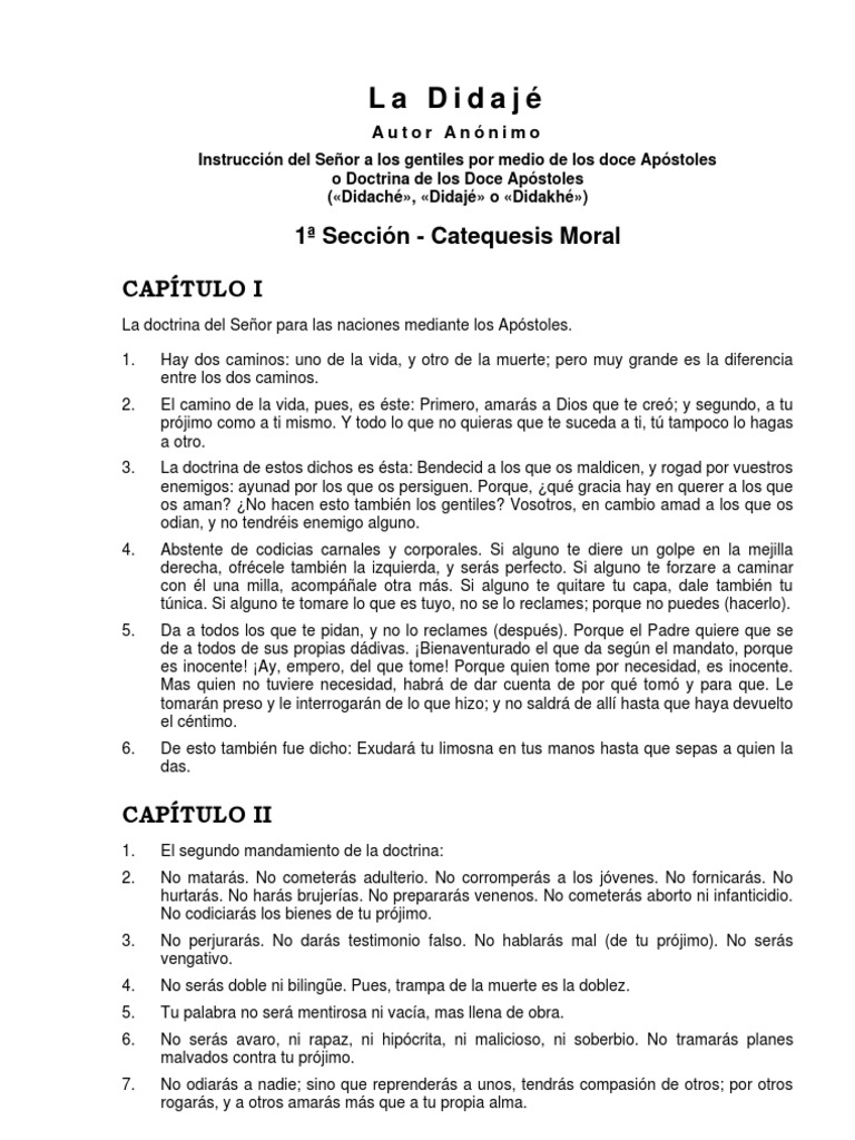 DIDAJE | PDF | Bautismo | Profeta